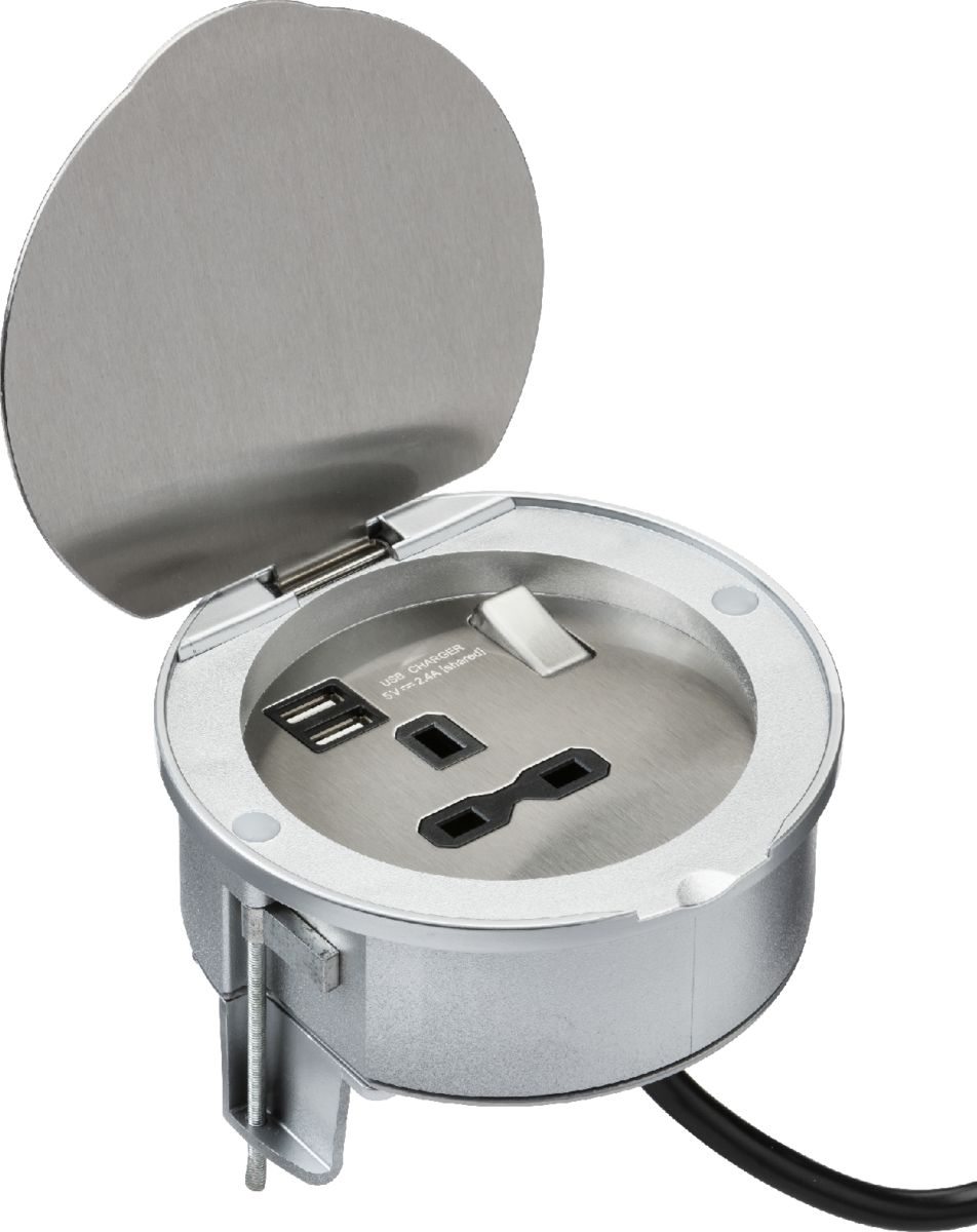Knightsbridge 13A 1G Recess Switched Socket with Dual USB Charger 2.4A