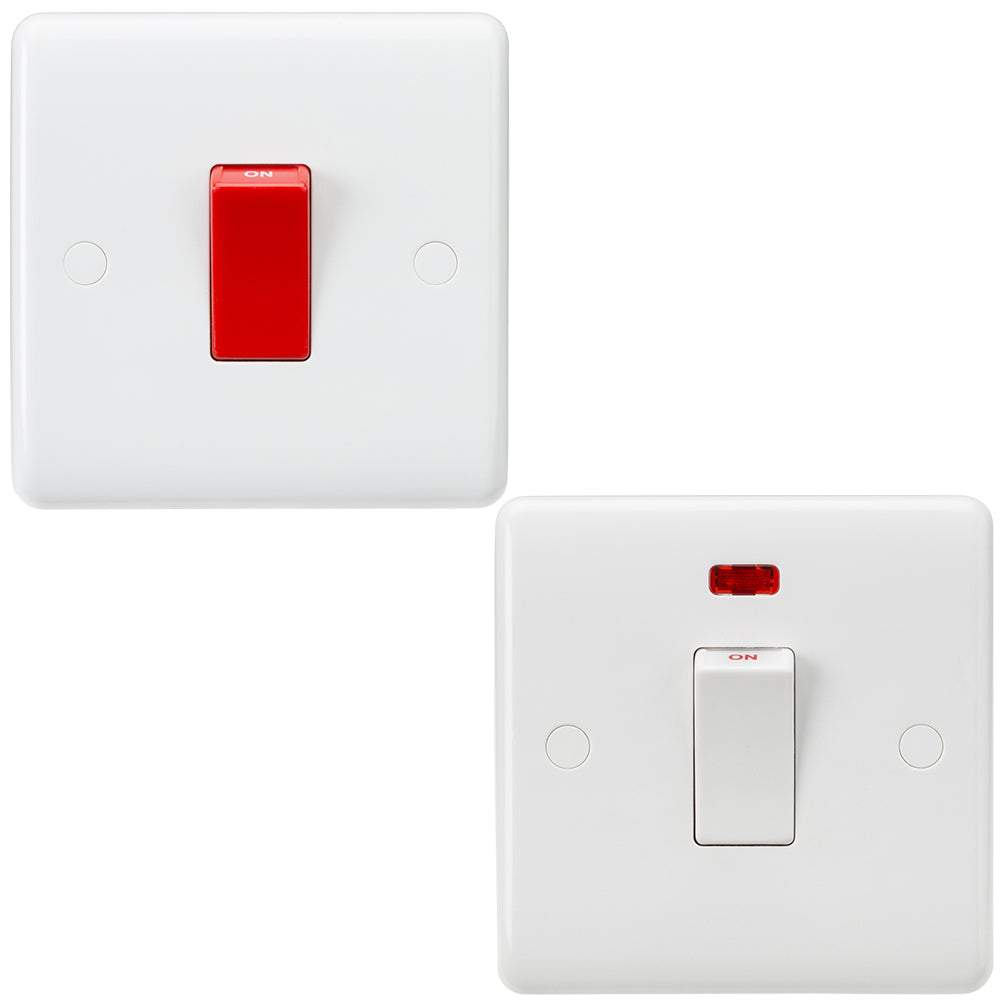 Knightsbridge Curved Edge 45A DP Double Pole 1G Switch Knightsbridge Curved Edge 45A DP Double Pole 1G Switch